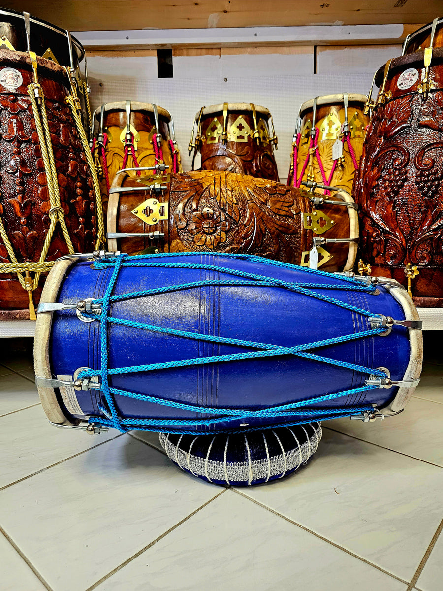 The Cobalt Crescendo Pro Dholak - A Blue Professional Dholak with Chro ...