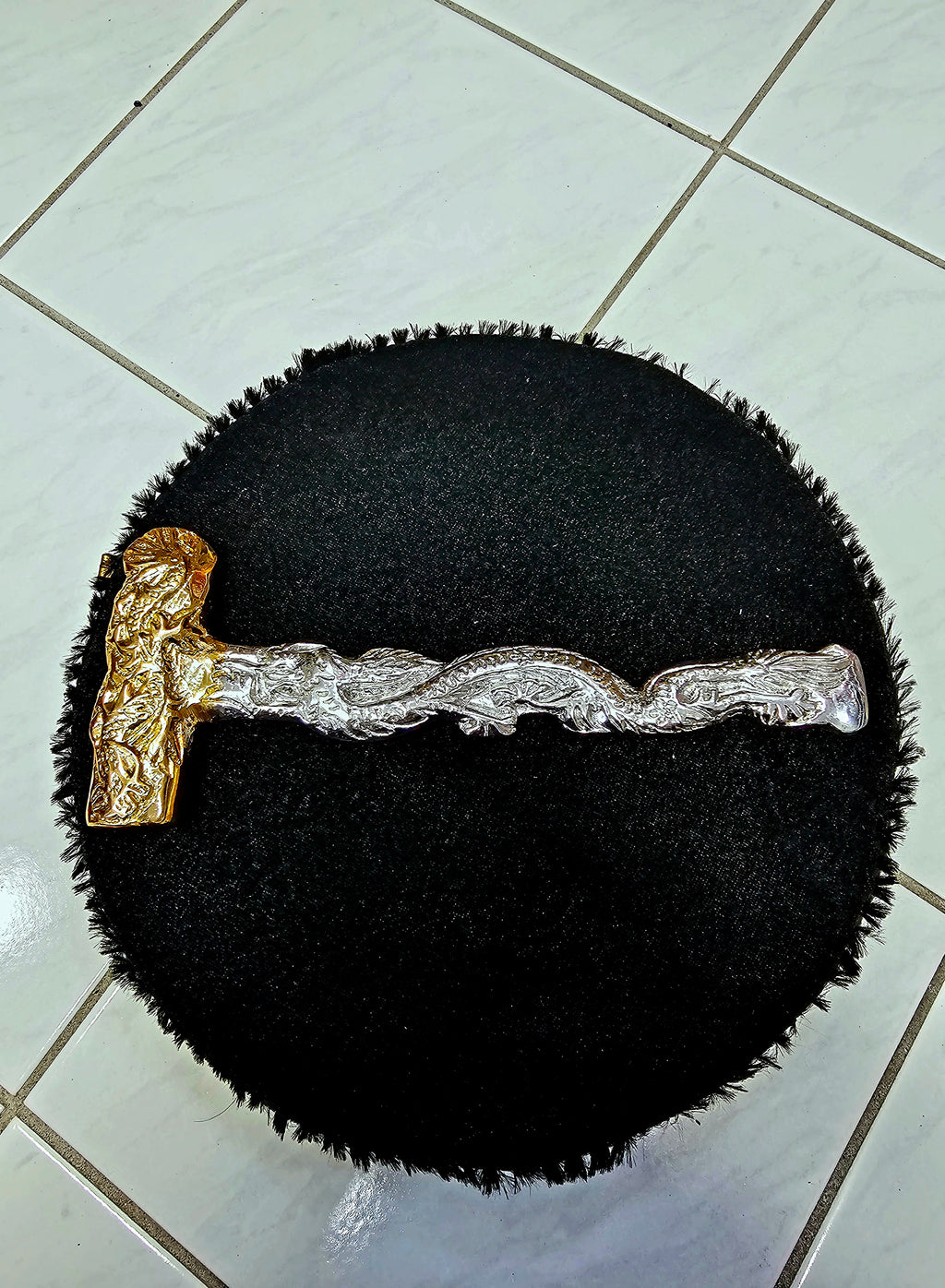 Dragon's Harmony: 2-Tone Gold & Silver Dragon Designed Tabla Hammer ...