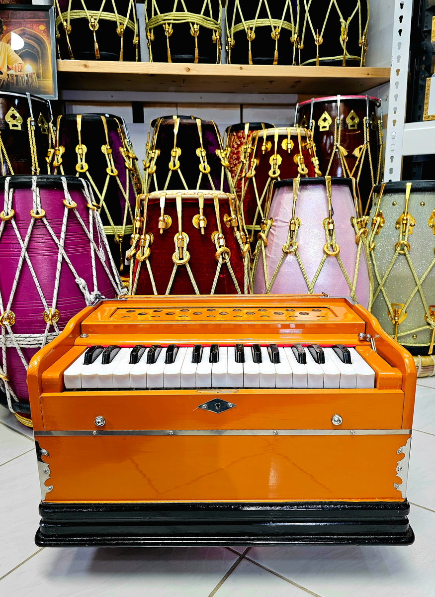 Saffron Symphony: Compact Orange 32 Key Semi-Pro Boxed Harmonium with ...