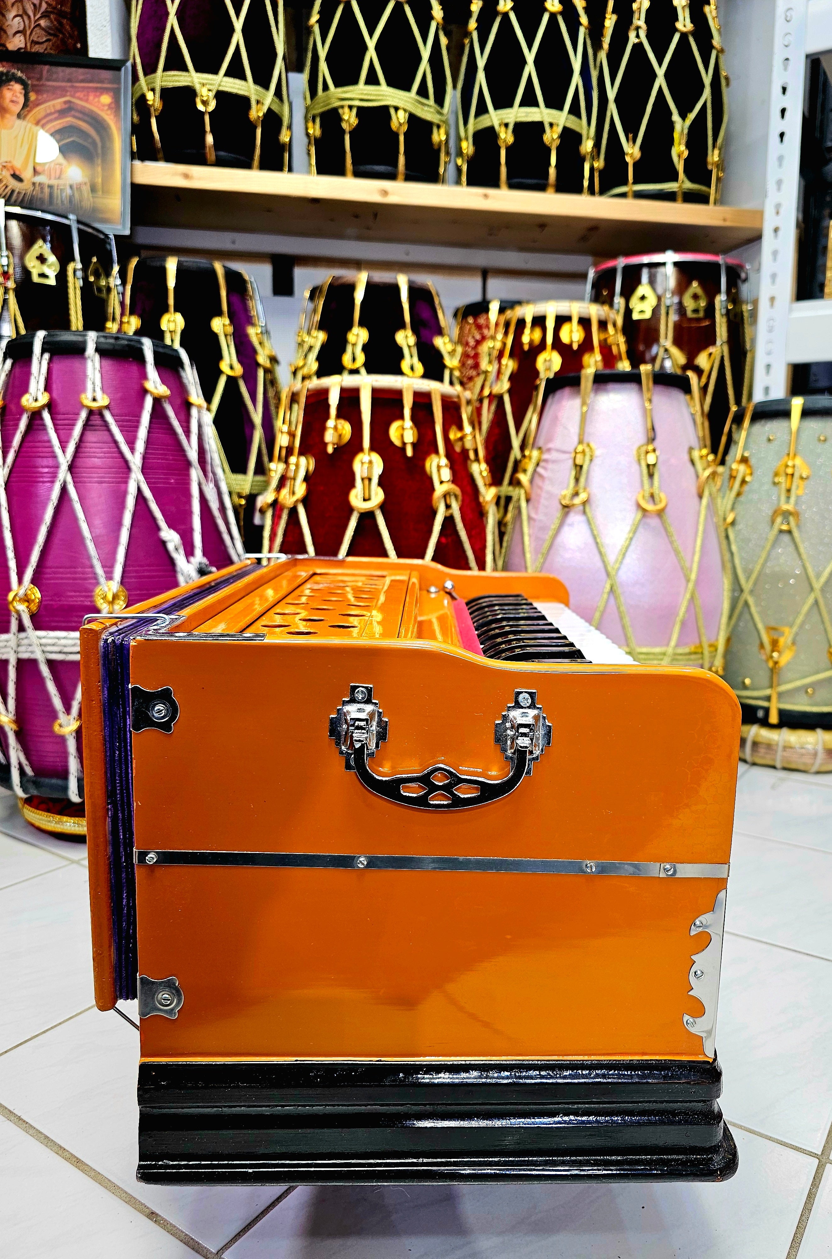 Saffron Symphony: Compact Orange 32 Key Semi-Pro Boxed Harmonium with ...