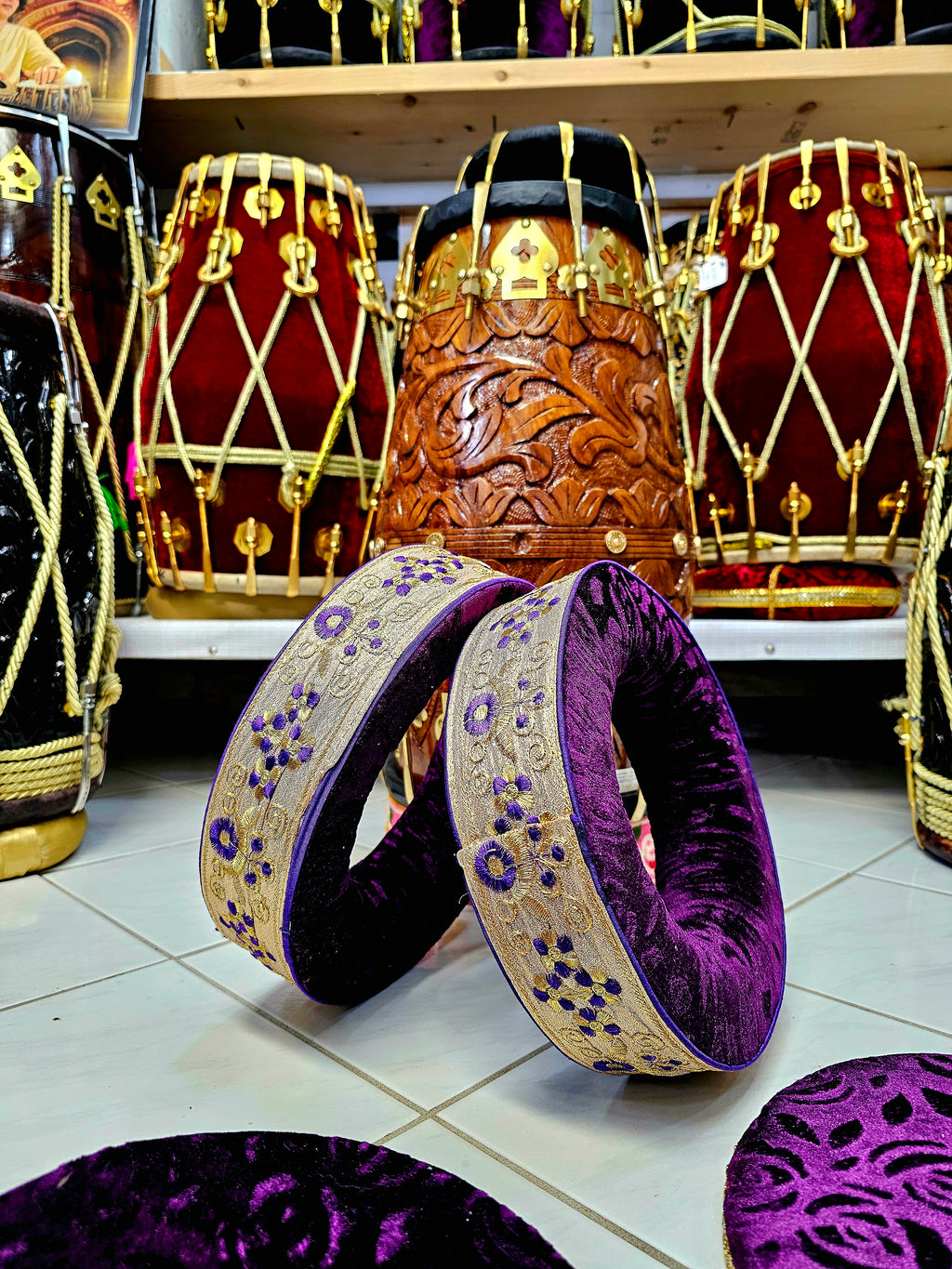 Regal Amethyst: Purple Tabla Rings Set with Purple & Gold Design ...