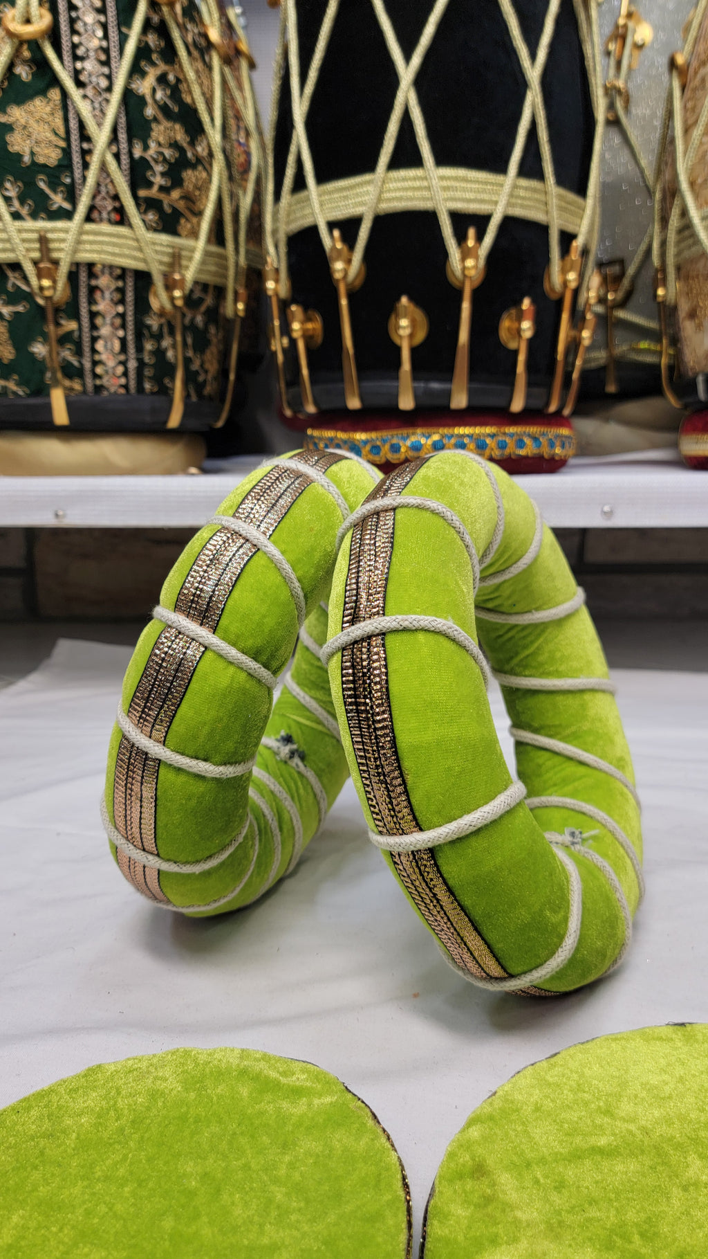Citrus Tabla Rings – Lime Green with Bronze Accents – Sangeet Store