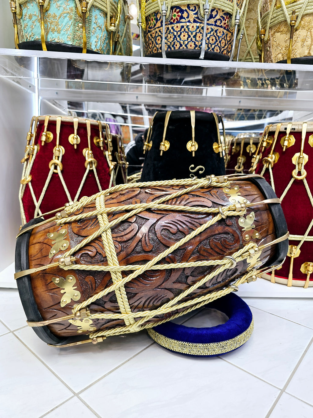 Chetram Gill Masterpiece Open-Toned Dholak – Black Skin, Red Sheesham ...