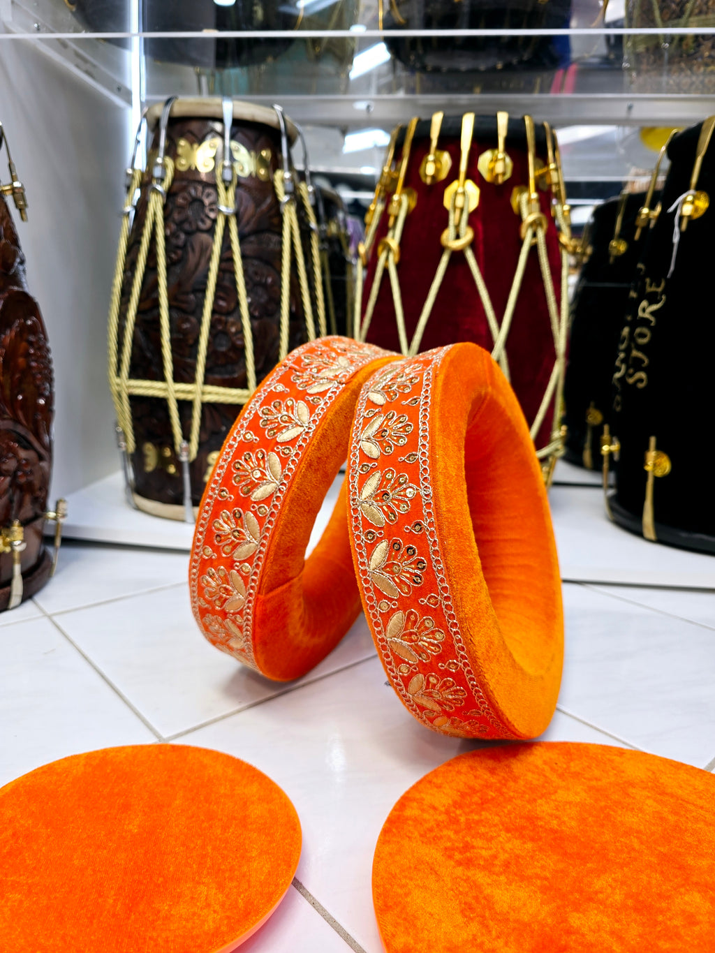 Citrus Glow Tabla Rings Set – Premium Orange with Black & Gold Design ...