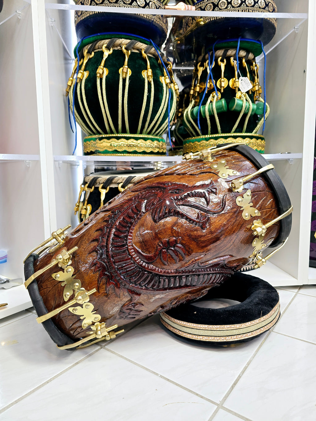 Fireborn Dragon Dholak: - Sangeet Store Exclusive by Chetram Gill, Red