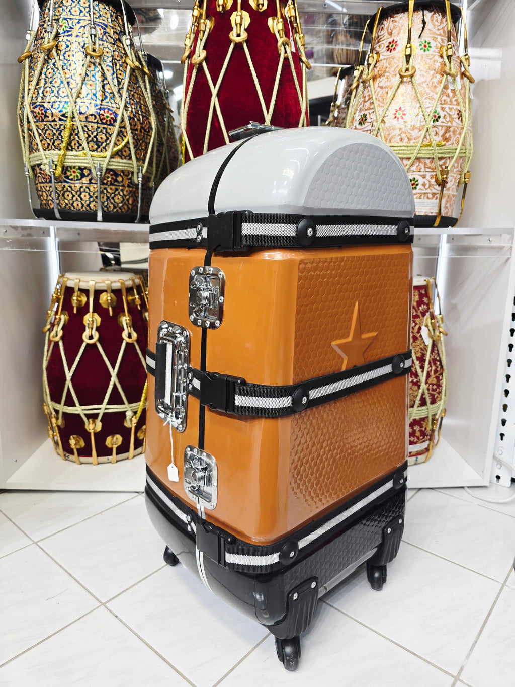 TriTone Voyager | Grey–Brown–Black Tabla/Dholak Travel Case – 360° Whe ...