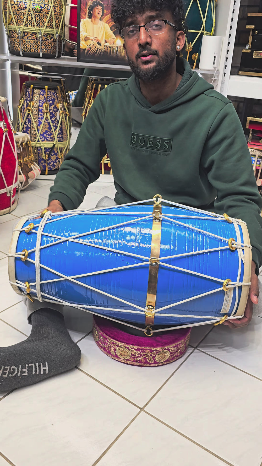 Skyforge West Indian Dholak 23.25″ Long | 18.2 lbs Solid Red Sheesham ...