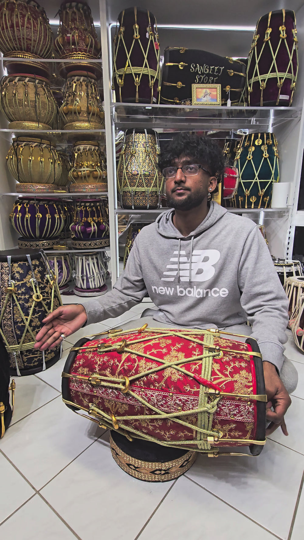 RangMahal™ Premium Sherwani-Wrapped Dholak — 19.4 lb Red Sheesham | Bl ...